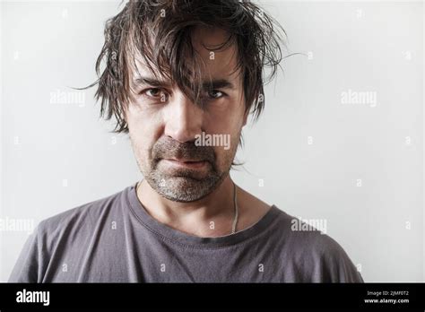 Unshaven Shaggy Man Stock Photo Alamy