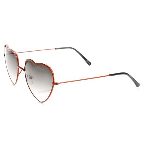 Colorful Womens Metal Heart Shape Sunglasses Zerouv