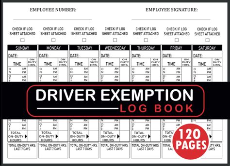 Driver Exemption Log Book Driver S Time Schedule And Checklist Logbook