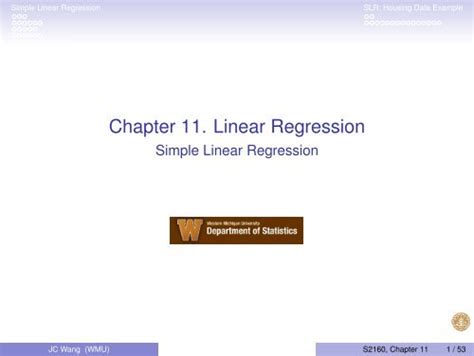 Chapter 11 Linear Regression Simple Linear Regression