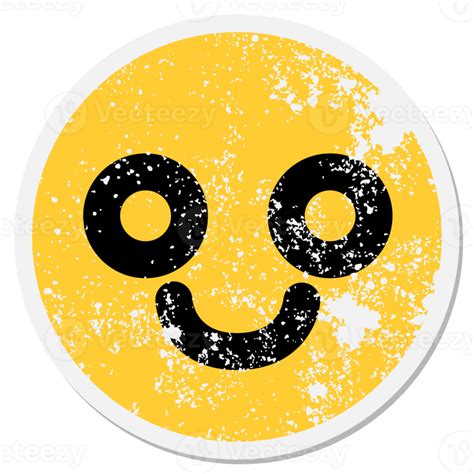 Happy Blank Eye Face Circular Sticker 39890106 Png