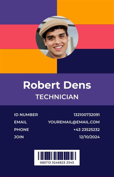 Customize And Get This Geometric Colorful Repair Technician Id Card