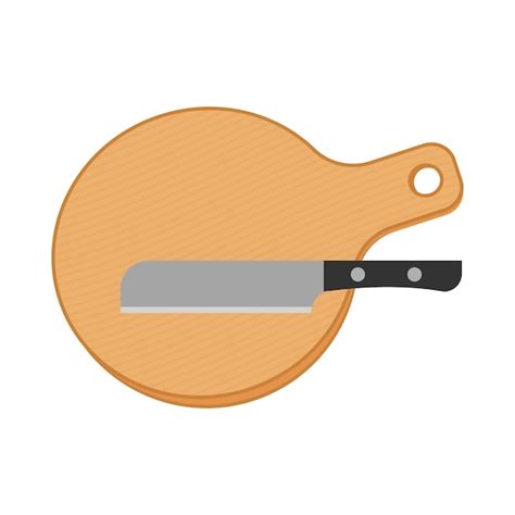 Premium Vector Wooden Chopping Board With Knife Vector Illustration