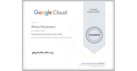 Elena Corina P On Linkedin Completion Certificate For Developing Data Models With Lookml