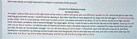 Which 2 Details Are Most Important To Include In A Summary Of The