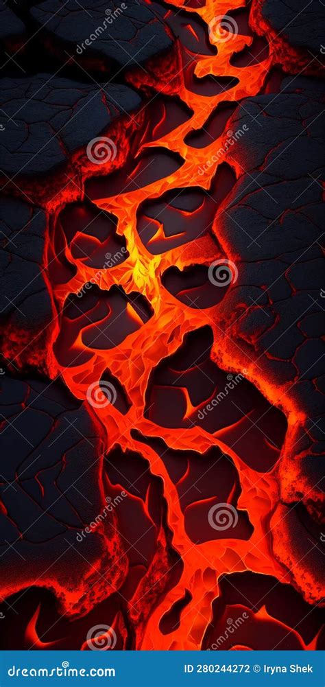 Magma Lava Texture Vertical Wallpaper Background Generative Ai Stock