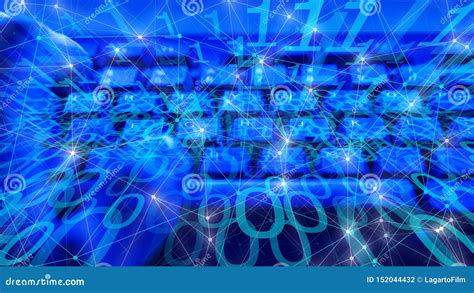 Computer Cyber Attack Target Circle Dots And Lines Algorithm Stock