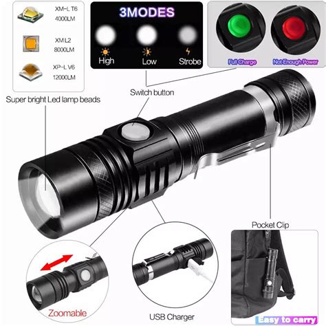 ไฟฉายแรงสูง ซูม Led Lights รุ่นpl 518 20000w Flashlight 10000 Lumen
