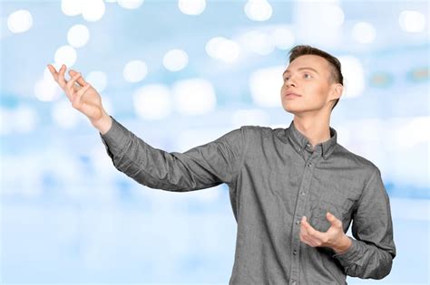 Premium Photo Man Pointing Copy Space