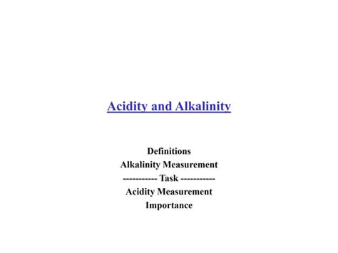 Acidity And Alkalinity Of Water Ppt