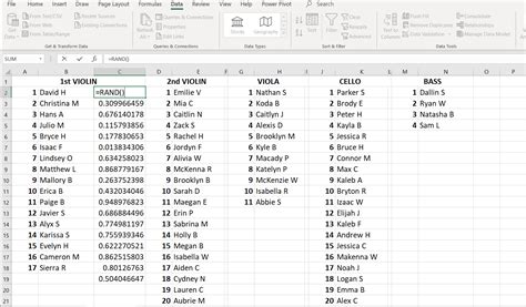 Orchestra Classroom SEATING CHART SHORT CUT