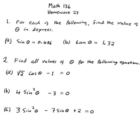 Solved For Each Of The Following Find The Value Of Theta In