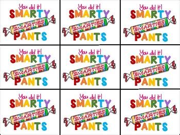 Printable You Did It Smarty Pants Smarties T Tag For Testing
