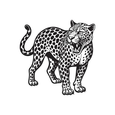 Angry Leopard Linocut Vector Illustration Premium Ai Generated Vector