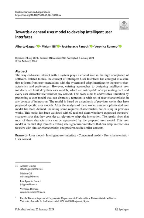 Pdf Towards A General User Model To Develop Intelligent User Interfaces