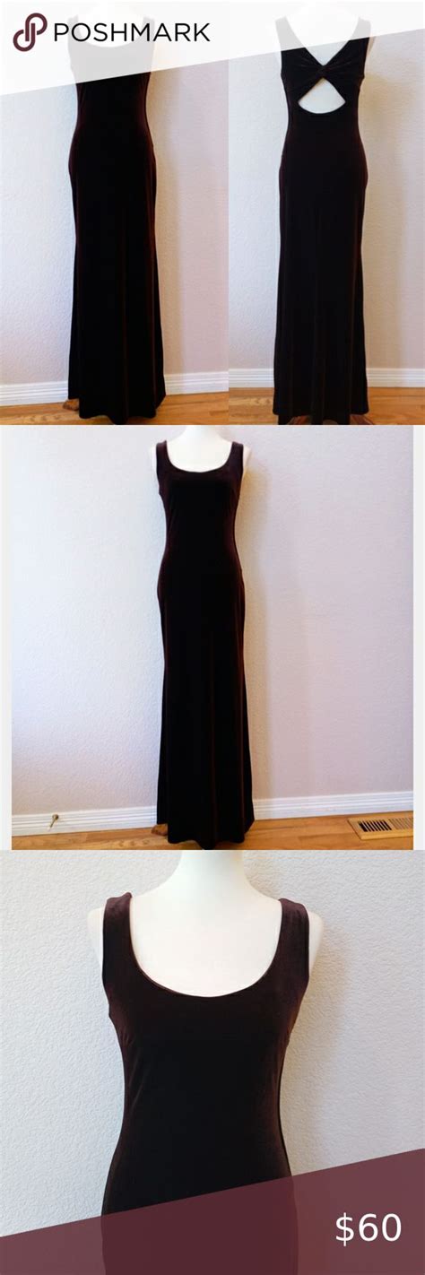 Niki Livas Chocolate Brown Velvet Gown With A Twist Back Velvet Gown