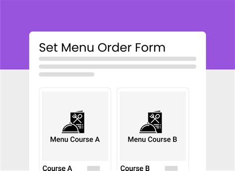Set Menu Template For Google Forms