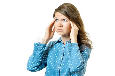 Woman Having Headache Isolated On White Stock Image Image Of Migraine