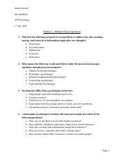 Psychology Multiple Choice Questions Perspectives Course Hero