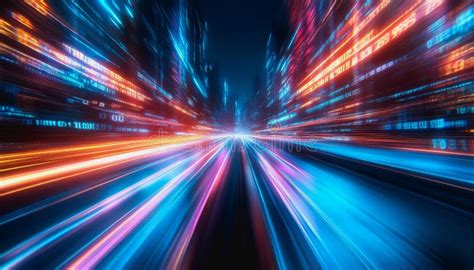 Glowing Binary Code Streams In A High Tech Futuristic Digital Scene