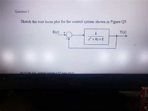 solved question 5 sketch the root locus plot for the control