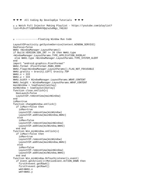 Andlua Injector All Codes By Developeye Tutorials Lua Pdf Typefaces Utility Software