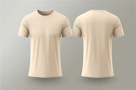 Premium Photo Beige Male Tshirt Realistic Mockup Set From Front And