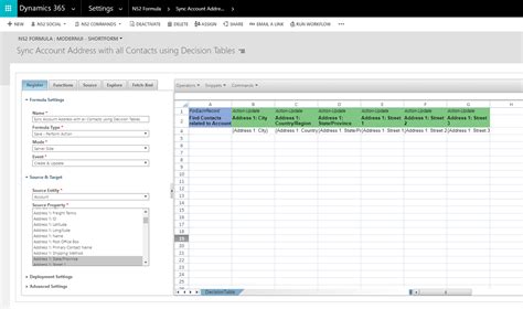XRM Formula Sync Account Address With All Contacts Using Decision Tables North Support