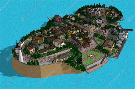 欧式小镇建筑 Sketchup模型sketchup模型库建e室内设计网