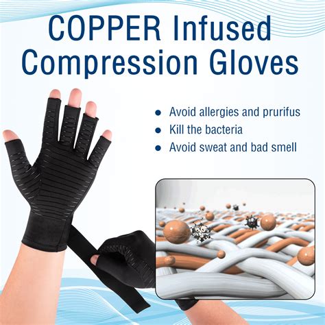 Copper Infused Compression Fingerless Gloves Glitz
