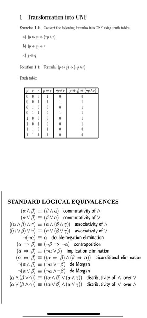 Solved 1 Transformation Into CNF Exercise 1 1 Convert The Chegg