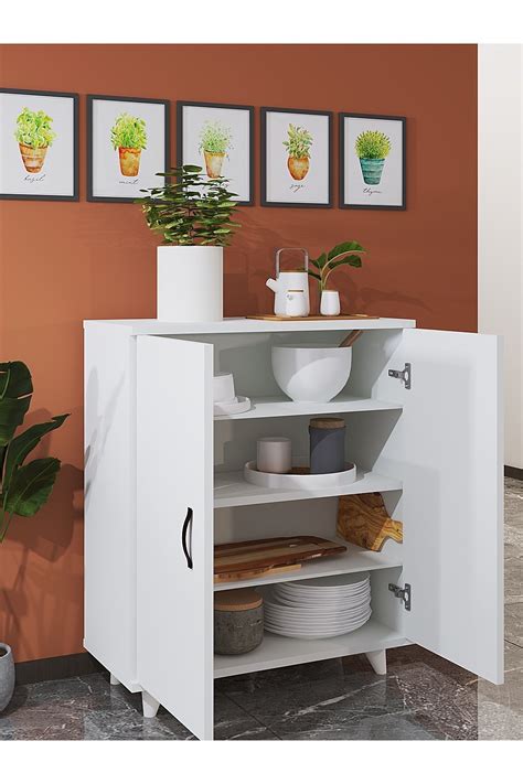 Kzy Mobilya Güney 4 Raflı 2 Kapaklı Çok Amaçlı Dolap Kiler Dolabı Erzak Dolabı Ayakkabı Dolabı