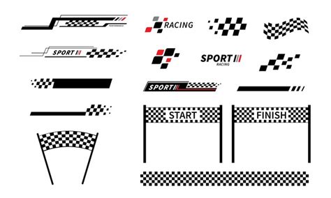 Premium Vector Sport Car Stripe Stickers Race Flag Checkered Flag
