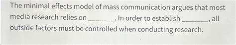 Solved The Minimal Effects Model Of Mass Communication