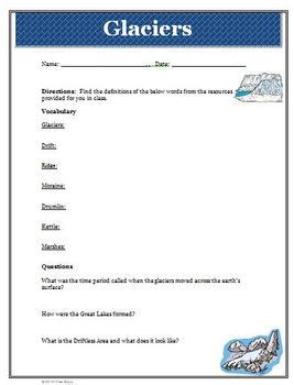 Glacier Diagram Worksheet