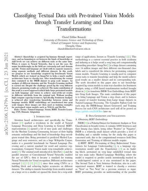 Pdf Classifying Textual Data With Pre Trained Vision Models Through Transfer Learning And Data