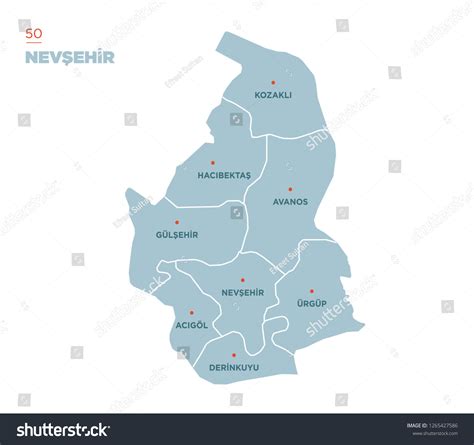 District Map Of Nevsehir Province Turkey Royalty Free Stock Vector 1265427586 Avopix