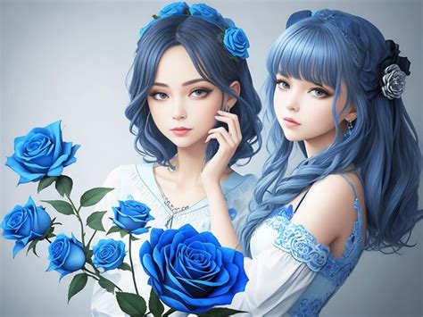 Premium Photo Blue Rose Draw Ai Generate