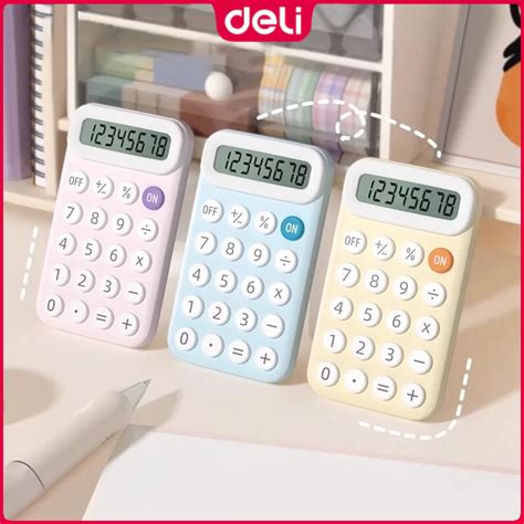 Deli 8 Digits Portable Calculator Lcd Screen Clear Display Te10