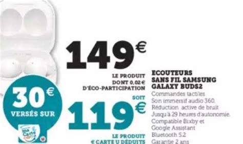 Promo Ecouteurs Sans Fil Samsung Galaxy Buds2 Chez Hyper U Icataloguefr
