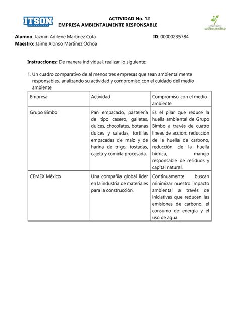 A12 Empresa Ambientalmente Responsable Jazmin Martinez Cota