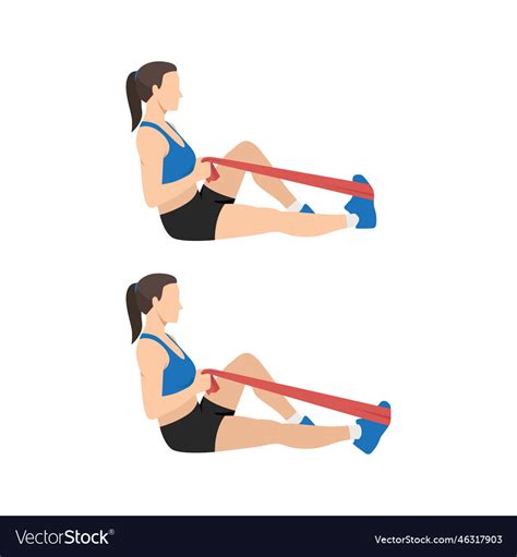 Woman Doing Resistance Band Plantar Flexion Vector Image