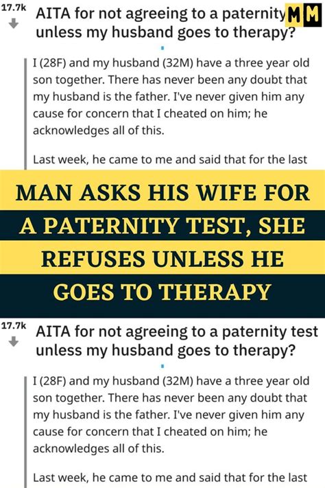 Man Asks His Wife For A Paternity Test She Refuses Unless He Goes To