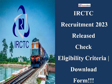 Irctc Recruitment 2023 Released Check Eligibility Criteria Download