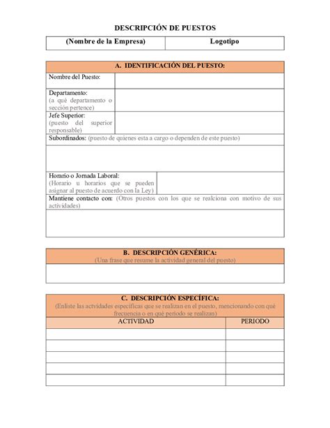 FORMATO DESCRIPCIÓN DE PUESTOS pdf Docer ar