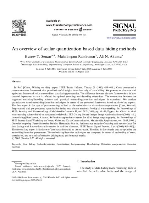 pdf an overview of scalar quantization based data hiding methods