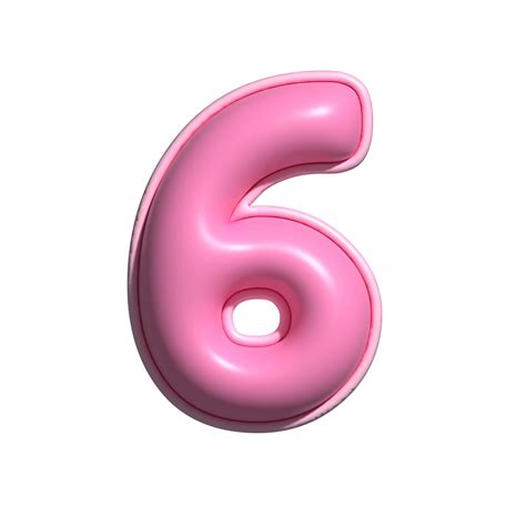 número 6 6 rosado alfabeto lustroso 22281557 PNG