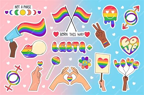 Premium Vector Sticker Pack Of Lgbtq Symbols On Gradient Blue Pink