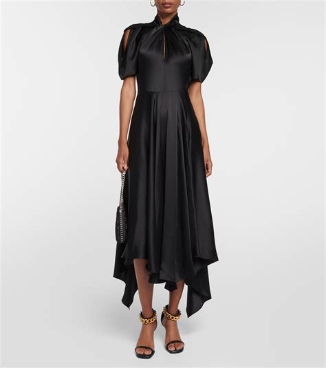 Midikleid Aus Satin In Schwarz Stella Mc Cartney Mytheresa