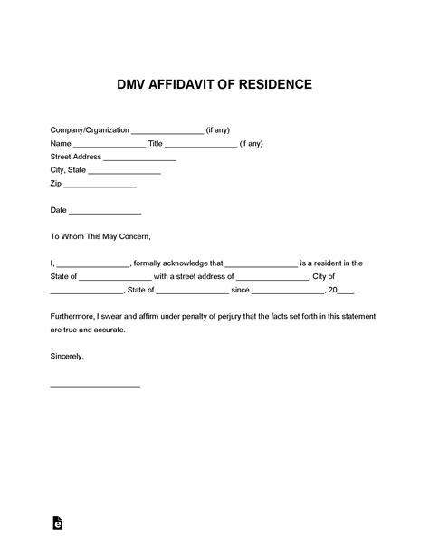 Free Dmv Proof Of Residency Address Letter Pdf Word Eforms